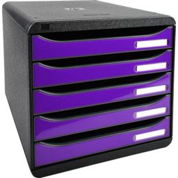 Exacompta Big Box Plus Iderama Violett glossy, 5 offene Schubladen A4/A4+/24x32, leise, Sicherheitsstopp, stapelbar