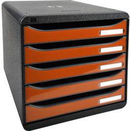 Exacompta Big Box Plus Iderama Orange glossy, 5 offene Schubladen A4/A4+/24x32, leise, Sicherheitsstopp, stapelbar