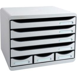 Exacompta STOREBOX Office Lichtgrau, 7 offene Schubladen A4+ quer, 27 cm tief, leise, Sicherheitsstopp, stapelbar, 25 Jahre