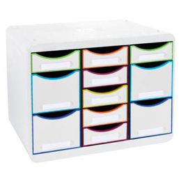 Exacompta Store-Box Multi Iderama Regenbogen, 11 offene Schubladen (7 flach/4 hoch), leise, stapelbar, 25 Jahre Garantie Fragen Erkl&auml;ren