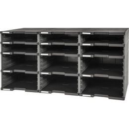 Exacompta MODULODOC EcoBlack Dokumentenablage 12 F&auml;cher (6x56/6x110 mm), Etikettenhalter, Schubladen nachr&uuml;stbar, 25 Jahre Garantie