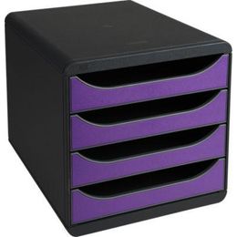 Exacompta Big Box Plus Iderama Violett, 4 offene Schubladen A4/A4+/24x32 cm, leise mit Stopp, stapelbar