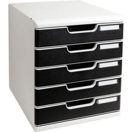 Exacompta MODULO A4 Office Schwarz, Schubladenbox 5 Schubladen geschlossen A4/A4+, leise, Sicherheitsstopp, stapelbar