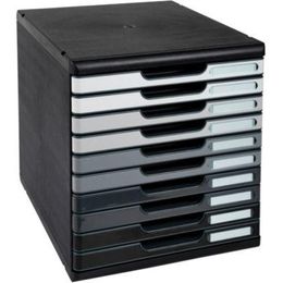 Exacompta MODULO A4 Schubladenbox Grauschattierungen, 10 Schubladen geschlossen A4/A4+, leise, Sicherheitsstopp, stapelbar