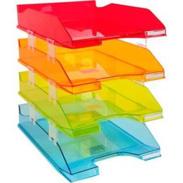 Exacompta Briefablagen Set Combo Linicolor, 4-tlg A4+, bis 500 Blatt je Ablage, Etikettenhalter, stapelbar, 25 Jahre