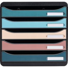 Exacompta Big Box Plus Skandi sortiert, 5 Schubladen A4/A4+, offene Front, leise mit Sicherheitsstopp, stapelbar