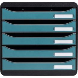 Exacompta Big Box Plus Skandi Pazifikblau, 5 Schubladen A4/A4+, offene Front, leise, stapelbar, Blauer Engel