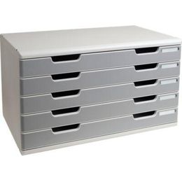 Exacompta MODULO A3 Schubladenbox 5 Laden Steingrau, f&uuml;r A4&ndash;A3+, staubgesch&uuml;tzt, leise mit Sicherheitsstopp, stapelbar