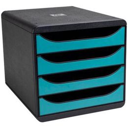 Exacompta Big Box Skandi Pazifikblau, 4 offene Schubladen A4/A4+, leise, Sicherheitsstopp, stapelbar, Blauer Engel