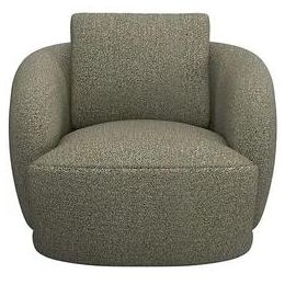 Sessel FLEXLUX "Torino, rund, drehbar, Einzelsofa, Polstersessel", gr&uuml;n (fall gr&uuml;n), B:90cm H:85cm T:92cm, 62% Polyester, 17% Cotton, 14% Viscose, 7% Linen, Sessel, Sessel, Modernes, organisches Sessel-Design, Kaltschaum, Wellenunterfederung