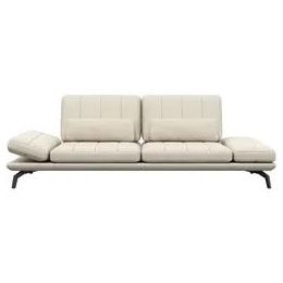 3-Sitzer FLEXLUX "Tropea Funktionssofa, Designsofa, Relaxfunktion, TV-Couch", wei&szlig; (warm wei&szlig;), B:252cm H:90cm T:145cm, Sofas, mit Armteilverstellung sowie Sitztiefenverstellung, Breite 252 cm