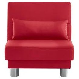 Schlafsofa Home Affaire "Gina", rot, B:80cm H:86cm T:195cm, 100% PU, Sofas, Schlafsofa, mit einem Handgriff vom Sofa zum Bett