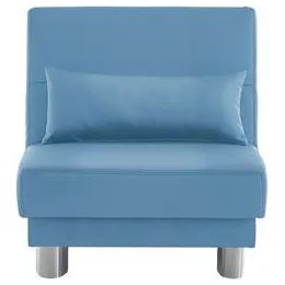 Schlafsofa Home Affaire "Gina", blau (hellblau), B:80cm H:86cm T:195cm, 100% PU, Sofas, Schlafsofa, mit einem Handgriff vom Sofa zum Bett
