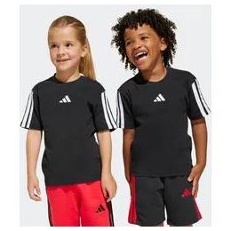 T-Shirt Adidas SPORTSWEAR "ESSENTIALS KIDS", M&auml;dchen, Gr. 116, schwarz-wei&szlig; (schwarz, wei&szlig;), Obermaterial: 100% Baumwolle, Rundhals, Shirts T-Shirt, sportlicher Stil, Kurzarm, ohne Verschluss, Rundhalsausschnitt