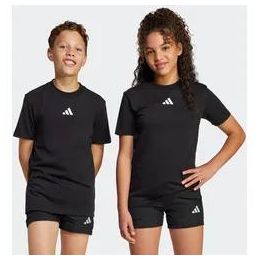 T-Shirt Adidas SPORTSWEAR "ESSENTIALS KIDS", Jungen, Gr. 128, schwarz-wei&szlig; (schwarz, wei&szlig;), Obermaterial: 100% Baumwolle, normal, Rundhals, Shirts T-Shirt, f&uuml;r Kinder, mit Rundhalsausschnitt, ohne Verschluss, pflegeleicht