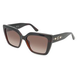 Guess GU00162 | Damen-Sonnenbrille | Fassung: Vollrand, Butterfly, Kunststoff, Havanna Dunkel | Glasfarbe: Braun Verlaufend
