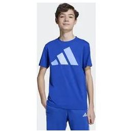 T-Shirt Adidas SPORTSWEAR "ESSENTIALS KIDS", Jungen, Gr. 176, blau (royal blau, blau fusion, glow blau), Obermaterial: 100% Baumwolle, normal, Rundhals, Shirts T-Shirt, f&uuml;r Kinder und Teens, mit Rundhalsausschnitt, aus 100 % Baumwolle