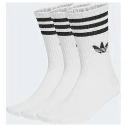 Sportsocken Adidas ORIGINALS "3-STREIFEN CREW 3ER-PACK", Herren, Gr. XL (46/48), wei&szlig; (wei&szlig;, wei&szlig;, wei&szlig;), Obermaterial: 49% Baumwolle, 48% Polyester, 2% Elasthan, 1% sonstige Fasern, Socken Sportsocken, f&uuml;r Laufen, kn&ouml;chellang, mit 3-Streifen und Trefoil Logo