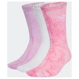 Sportsocken Adidas ORIGINALS "TIE DYE CREW, 3 PAAR", Herren, Gr. L (43/45), wei&szlig; (bliss pink, bliss lila, wei&szlig;), Obermaterial: 50% Baumwolle, 46% Polyester, 3% Elasthan, 1% sonstige Fasern, Socken Sportsocken, f&uuml;r sportive Aktivit&auml;ten und Laufen, mit Batikf&auml;rbetechnik