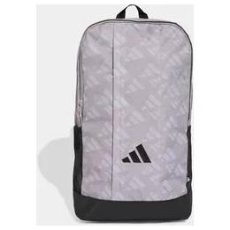 Rucksack Adidas PERFORMANCE "LINEAR MONOGRAM GRAFIK", schwarz (metallicl grau, schwarz), Rucks&auml;cke, Damen, Obermaterial: 100% Polyester, Rucksack