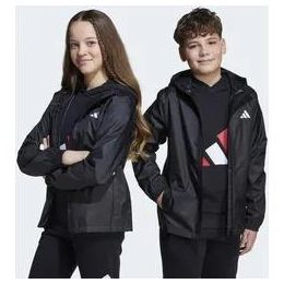 Regenjacke Adidas SPORTSWEAR "KIDS", M&auml;dchen, Gr. 152, schwarz, Obermaterial: 100% Polyester, normal, Jacken Regenjacke