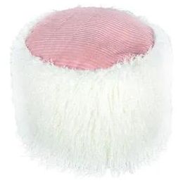 Pouf Kayoom "Fellpouf Bobtail 125, Fellhocker in zweifarbigem Design", rosa (wei&szlig;, rosa), B:45cm H:38cm T:45cm, Bezug: 80% Acrylic 20% Polyester/ F&uuml;llmaterial: 100% Polystryol, Poufs, Pouf, modern, dekorativ, kindersicherer Rei&szlig;verschluss an der Unterseite