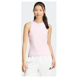 Tanktop Adidas SPORTSWEAR "ESSENTIALS LINEAR SLIM COTTON", Damen, Gr. S, pink (clear pink, wei&szlig;), Obermaterial: 93% Baumwolle, 7% Elasthan, Rundhals, Tops Tanktop