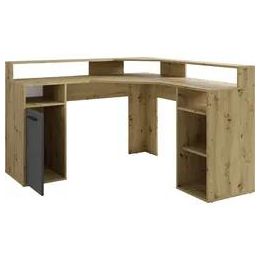 Gamingtisch ByLiving "Fox", grau (artisan eiche, anthrazit, artisan eiche, artisan eiche), B:139cm H:120cm T:139cm, Tische, Breite 139 cm, moderner Eck-Schreibtisch