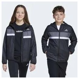 Windbreaker Adidas SPORTSWEAR "TIBERIO KINDER", Kinder, Gr. 152, wei&szlig; (schwarz, grau four, wei&szlig;), Obermaterial: 100% Polyester, normal, Jacken Windbreaker