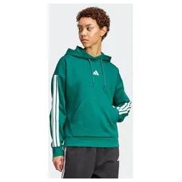 Kapuzensweatshirt Adidas SPORTSWEAR "ESSENTIALS 3-STREIFEN FLEECE HOODIE", Damen, Gr. S, wei&szlig; (collegiate gr&uuml;n, wei&szlig;), Obermaterial: 55% Baumwolle, 36% Polyester, 9% Viskose, normal, Rundhals, angesetztes B&uuml;ndchen, Sweatshirts