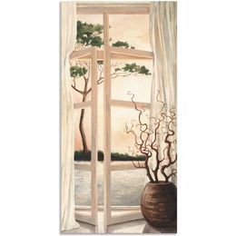Wandbild Artland "Fensterbild Toskanischer Sonnenuntergang", beige (farbe bild(er): naturfarben), B:75cm H:150cm, Bilder, als Alubild, Leinwandbild, Poster in verschied. Gr&ouml;&szlig;en
