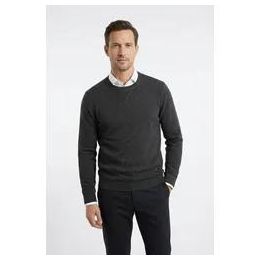 Rundhalspullover OLYMP "OLYMP Strick Casual", Damen, Gr. S, grau (anthrazit), Obermaterial: 100% Baumwolle, schmal, Rundhals, Pullover Rundhalspullover, mit modischem Strukturmuster