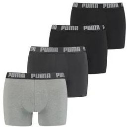 Boxershorts Puma "Puma MEN EVERYDAY BOXER 4P ECOM", Herren, Gr. L, schwarz (schwarz, grau), Jersey, Obermaterial: 95% Baumwolle, 5% Elasthan, unifarben mit Farbeinsatz, eng, Unterhosen, mit breitem Logo-Webbund