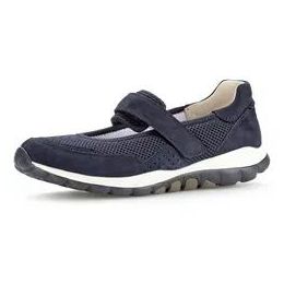 Gabor Riemchenballerina ROLLINGSOFT, Herren, Gr. 39, blau (dunkelblau), Nubukleder, Textil, Schuhe Riemchenballerina, Klettschuh, Freizeitschuh, Komfortschuh mit Lochmuster, Topseller