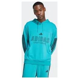 Kapuzensweatshirt Adidas SPORTSWEAR "HOUSE OF TIRO FRENCH TERRY HOODIE", Herren, Gr. S, pure teal, schwarz, Obermaterial: 70% Baumwolle, 30% Polyester, angesetztes B&uuml;ndchen, Sweatshirts
