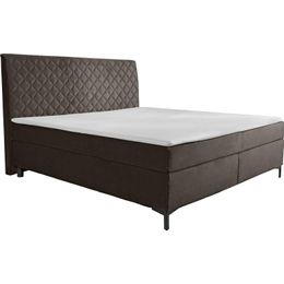 Boxspringbett Alina "Petro", grau (umbragrau dmo, dmk 84), B:162cm L:215cm, Samt DMO (100% Polyester);Samt DMK (100% Polyester), Komplettbetten, Boxspringbett, inklusive Matratze und Topper, in diversen Ausf&uuml;hrungen