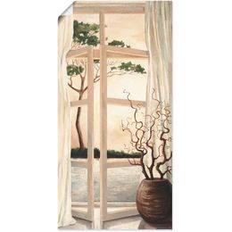 Wandbild Artland "Fensterbild Toskanischer Sonnenuntergang", beige (farbe bild(er): naturfarben), B:50cm H:100cm, Bilder, als Alubild, Leinwandbild, Poster in verschied. Gr&ouml;&szlig;en