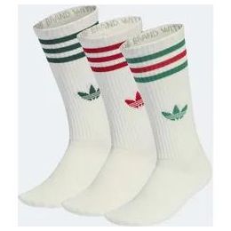 Sportsocken Adidas ORIGINALS "3-STREIFEN HIGH CREW, 3 PAAR", Herren, Gr. L (43/45), sanftes wei&szlig;, sanftes wei&szlig;, sanftes wei&szlig;, Obermaterial: 51% Baumwolle, 46% Polyester, 2% Elasthan, 1% Polyamid, Socken Sportsocken, f&uuml;r verschiedene Aktivit&auml;ten, wadenlange Passform