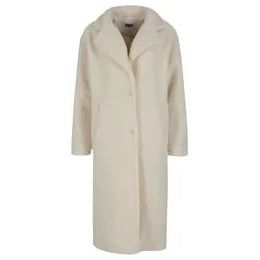 Winterjacke Urban Classics "Urban Classics Ladies Teddy Long Coat", Damen, Gr. M, sandwei&szlig;, 100% Polyester, unifarben, normal, amerikanischer Ausschnitt, Jacken Winterjacke