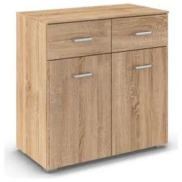 Kommode Rauch "Gamma", eiche sonoma, B:80cm H:81cm T:42cm, Holzwerkstoff, Sideboards, Kommode, mit zwei T&uuml;ren und zwei ger&auml;umigen Schubladen MADE IN GERMANY