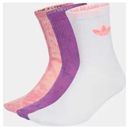 Sportsocken Adidas ORIGINALS "TIE DYE CREW, 3 PAAR", Herren, Gr. S (37/39), blush pink, lila rush, wei&szlig;, Obermaterial: 52% Baumwolle, 45% Polyester, 2% Elasthan, 1% Polyamid, Socken Sportsocken, f&uuml;r sportive Aktivit&auml;ten und Laufen, mit Batikf&auml;rbetechnik