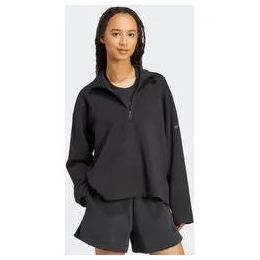 Sweatjacke Adidas SPORTSWEAR "W ALL SZN SL QZ", Damen, Gr. L, schwarz, Obermaterial: 51% Polyester, 25% Modal, 15% Baumwolle, 9% Elasthan, normal, Rundhals, angesetztes B&uuml;ndchen, Sweatjacken Sweatjacke