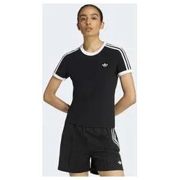 T-Shirt Adidas ORIGINALS "3S TEE SLIM", Damen, Gr. M, schwarz, wei&szlig;, Obermaterial: 93% Baumwolle, 7% Elasthan, Rundhals, Shirts T-Shirt, sanft anliegende Passform, ohne Verschluss, f&uuml;r sportlichen Look