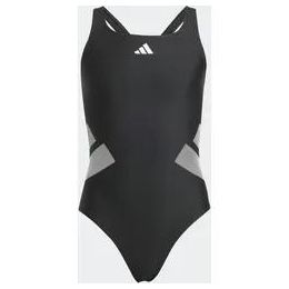 Badeanzug Adidas PERFORMANCE "BB CBCK SUIT Y", M&auml;dchen, Gr. 152, N-Gr, schwarz (schwarz, wei&szlig;), Obermaterial: 78% Polyamid, 22% Elasthan, Badeanz&uuml;ge Badeanzug