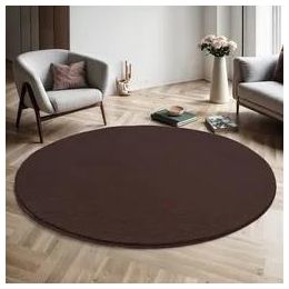 Teppich the carpet "Relax round", braun, H:16mm &Oslash;:200cm, Polyester, Teppiche, Teppich, waschbarer Wohnzimmer Teppich modern rutschfest