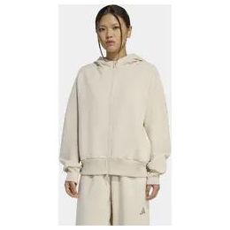 Kapuzensweatshirt Adidas SPORTSWEAR "SOFT LUX, REISSVERSCHLUSS", Damen, Gr. S, crystal linen, Obermaterial: 51% Polyester, 25% Modal, 15% Baumwolle, 9% Elasthan, angesetztes B&uuml;ndchen, Sweatshirts