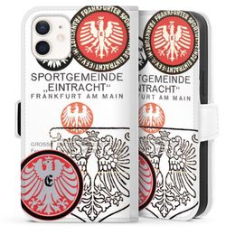 DeinDesign iPhone 12 mini Handy Klapph&uuml;lle Handyh&uuml;lle aus Kunst Leder wei&szlig; Flip Case Retro Eintracht Frankfurt Official Licensed Product Sideflip mit Lasche