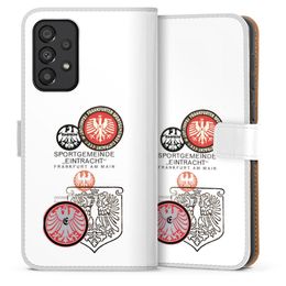 DeinDesign Galaxy A33 5G Handy Klapph&uuml;lle Handyh&uuml;lle aus Kunst Leder wei&szlig; Flip Case Eintracht Frankfurt Retro Official Licensed Product Sideflip mit Lasche
