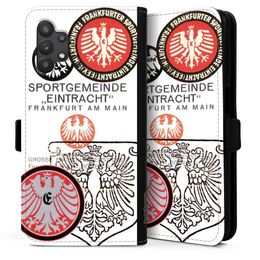 DeinDesign Galaxy A32 5G Handy Klapph&uuml;lle Handyh&uuml;lle aus Kunst Leder schwarz Flip Case Eintracht Frankfurt Retro Official Licensed Product Sideflip mit langer 