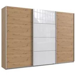 Schwebet&uuml;renschrank wimex "Norderstedt", wei&szlig; (artisan eiche nachbildung, glas wei&szlig;), B:313cm H:236cm T:64cm, Holzwerkstoff, Schr&auml;nke, Schwebet&uuml;renschrank, INKLUSIVE 2 Stoffboxen und 2 zus&auml;tzliche Einlegeb&ouml;den, mit Glast&uuml;r